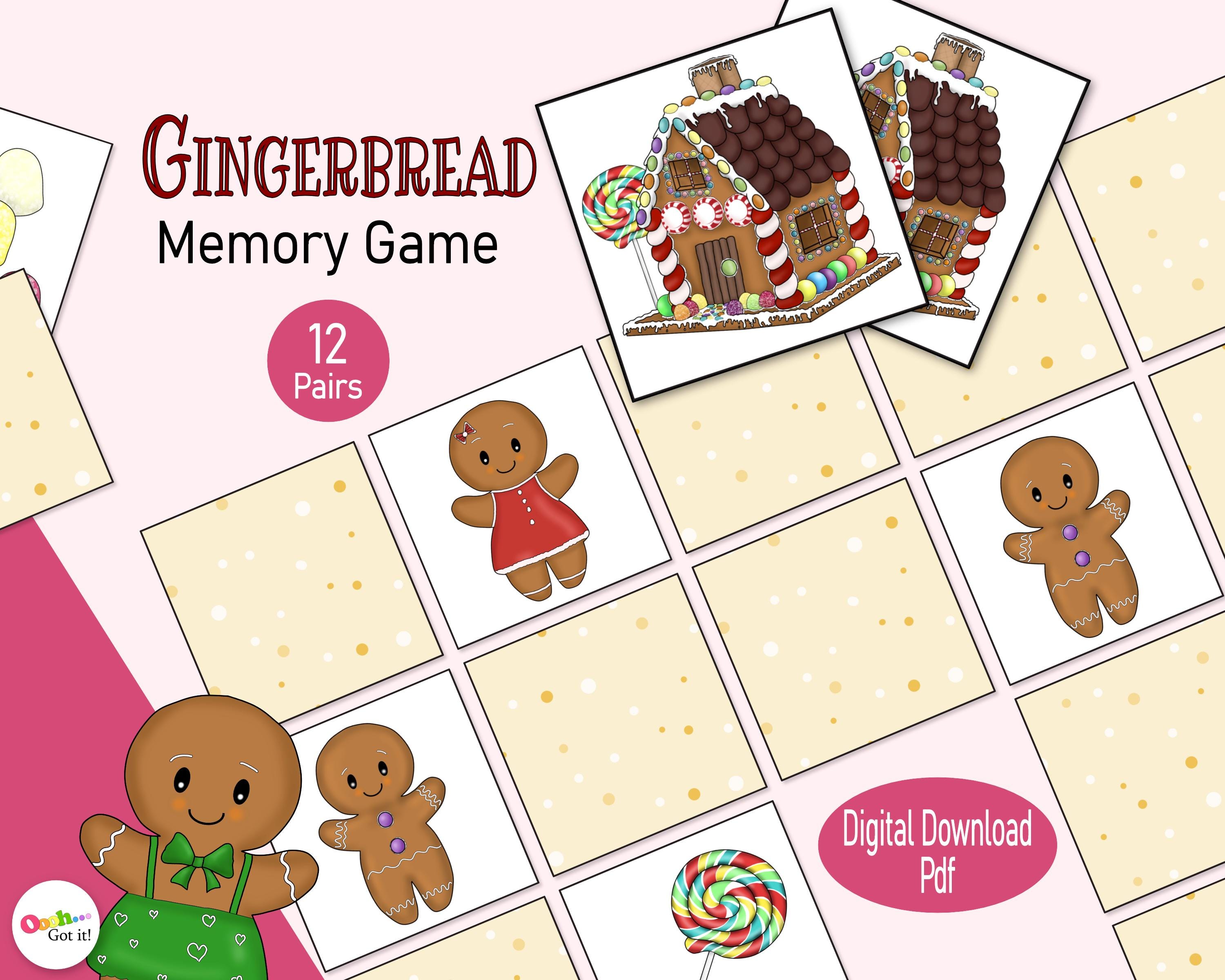 Gingerbread Memory Card Game, a Printable Picture Matching Christmas ...