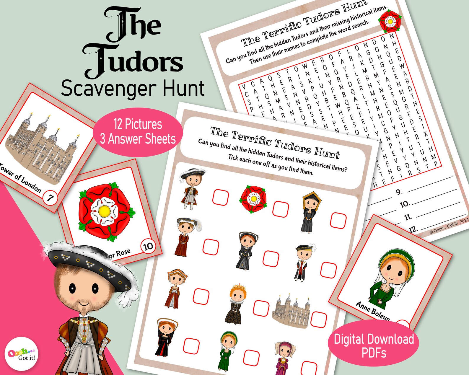 The Tudors Picture Scavenger Hunt, a Printable British History Family ...