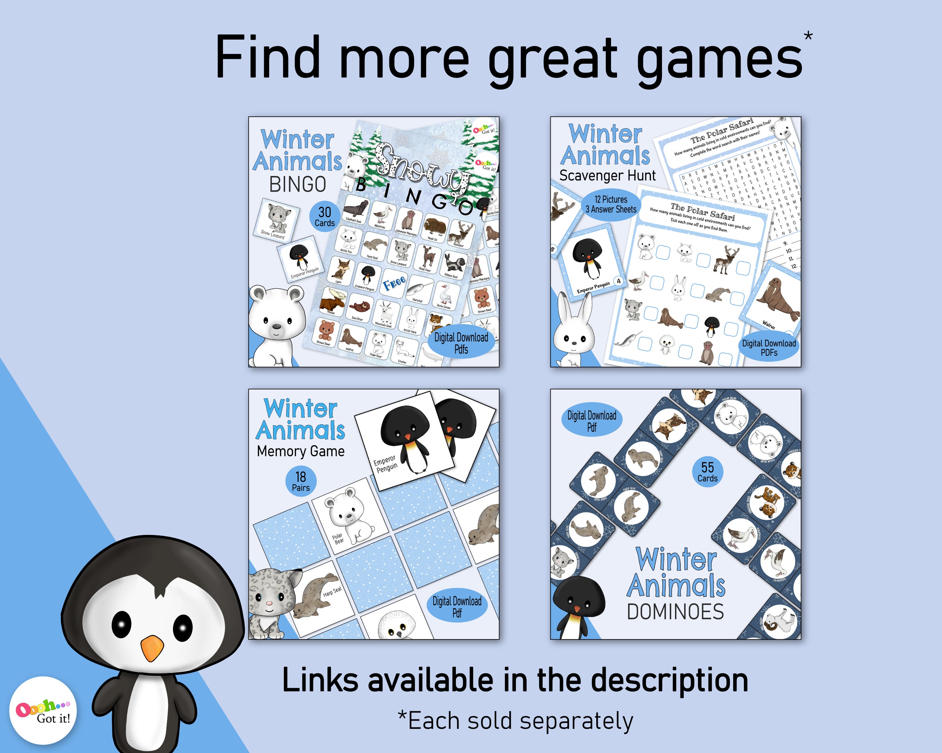 Winter Animals Treasure Hunt Printable Indoor Arctic - Etsy