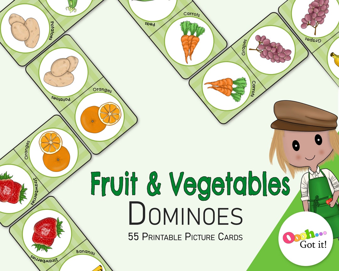 Fruit & Vegetable Dominoes a Printable Healthy Eating - Etsy