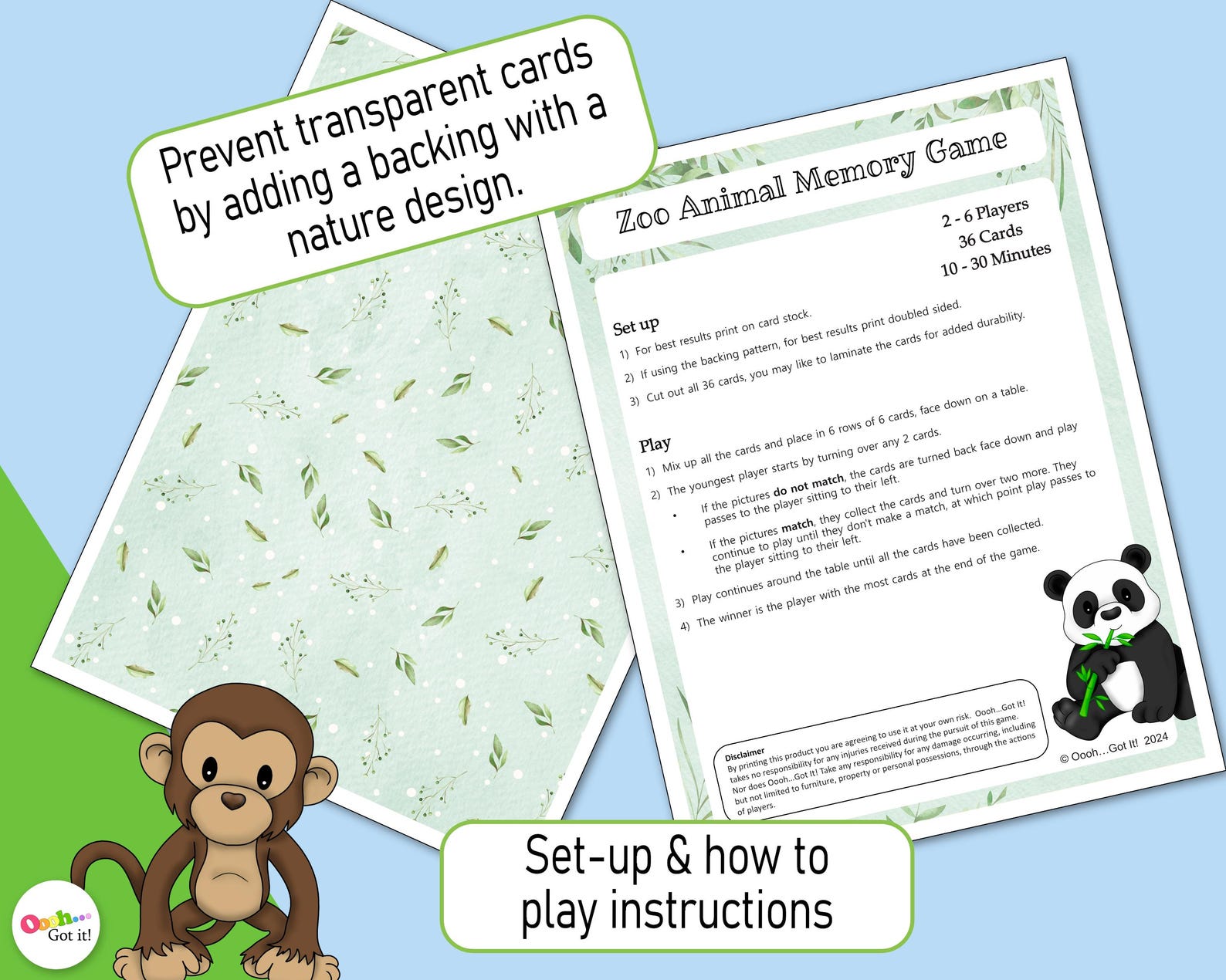 Zoo Animal Memory Card Game – A Printable Matching Game for Kids ...