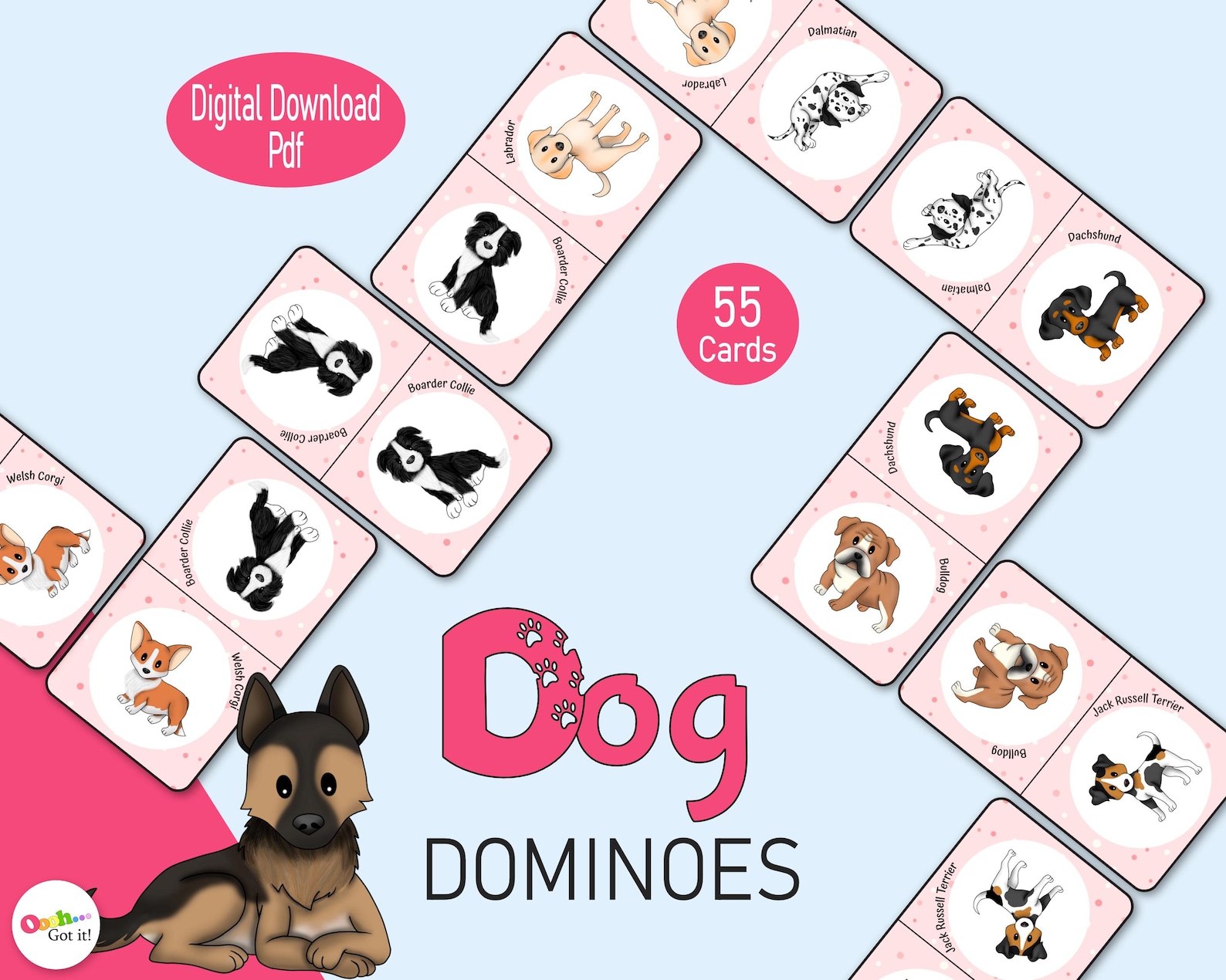 Dog Dominoes, a Printable Puppy Picture Matching Activity for Kids ...