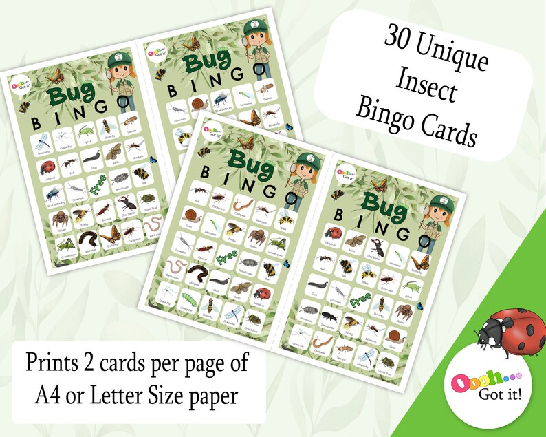 Bug Bingo a Printable Creepy Crawler Party Game a Insect - Etsy