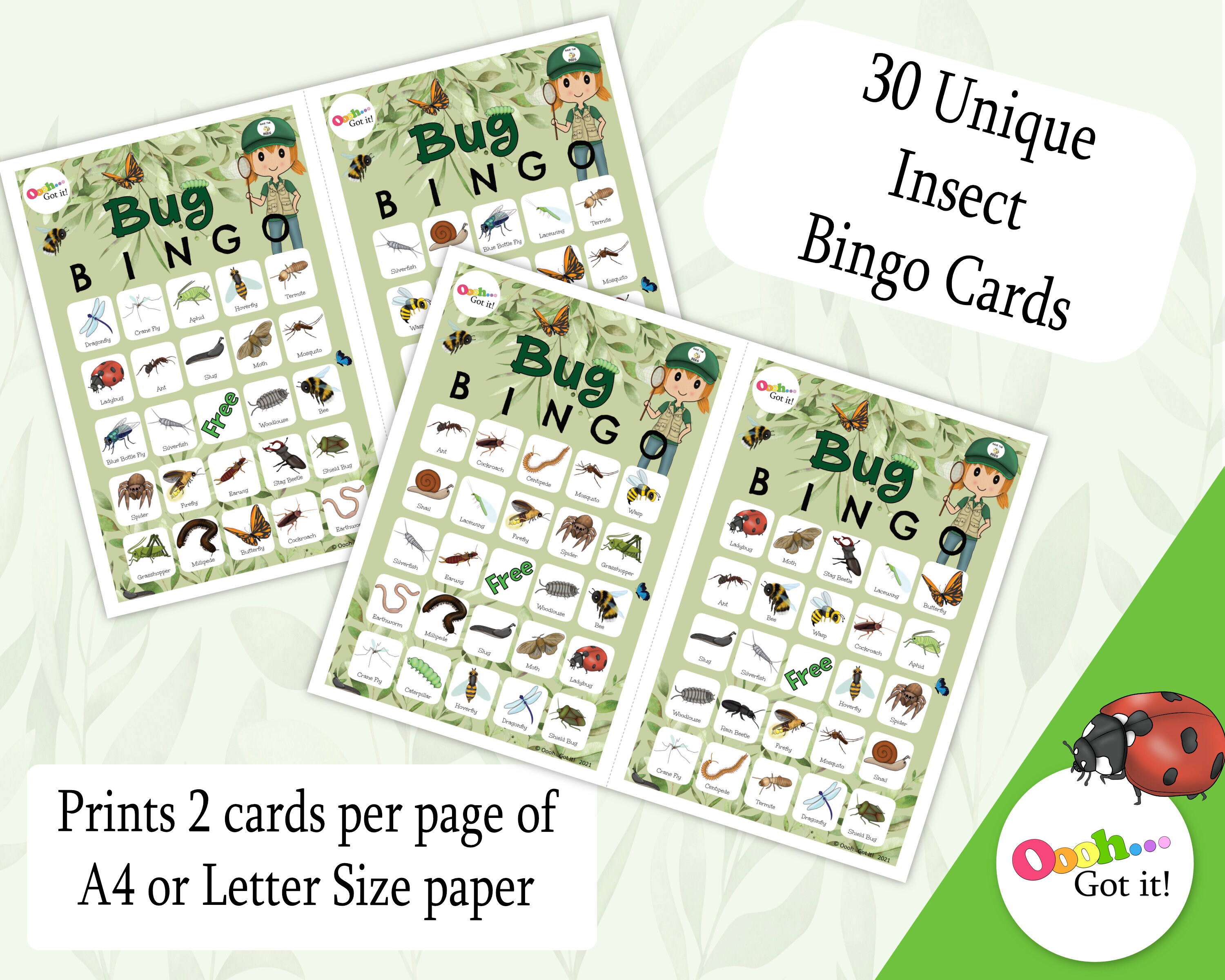 Bug Bingo a Printable Creepy Crawler Party Game a Insect - Etsy