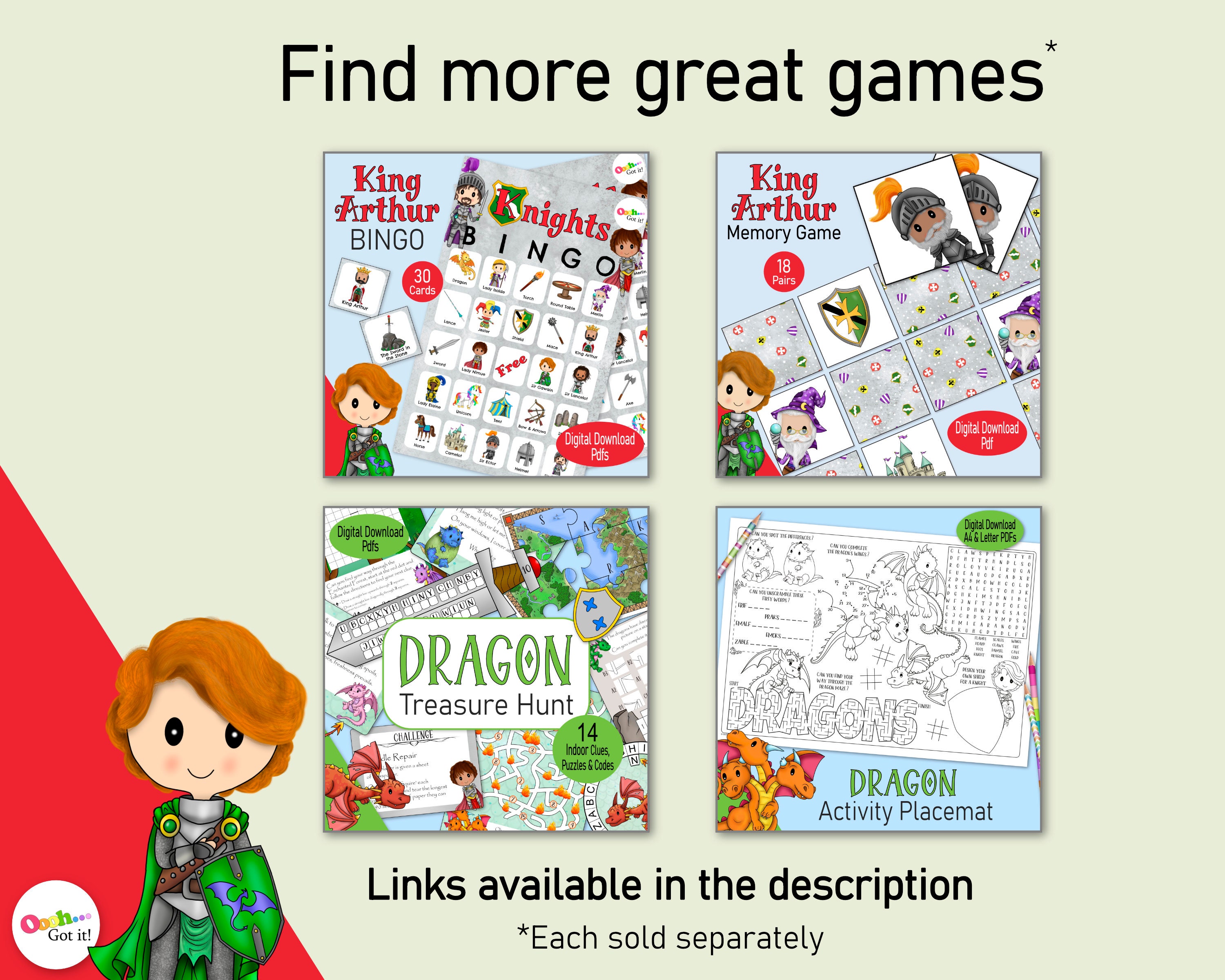 King Arthur Scavenger Hunt, a Printable Medieval Knight Picture ...