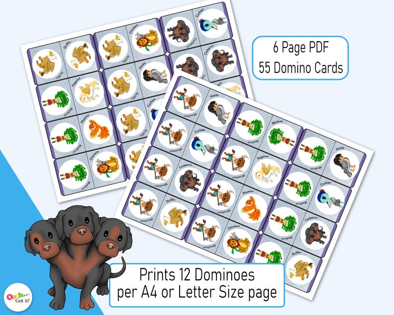 Greek Mythology Dominoes, a Printable Ancient Greece History Picture ...