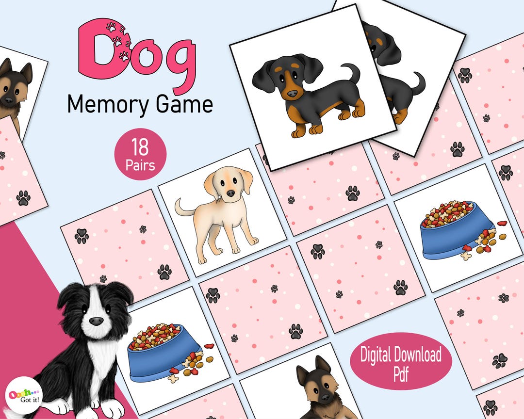 Dog Memory Cards, a Printable Puppy Picture Matching Game, a Toddler ...