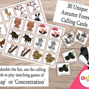 Woodland Animal Bingo Cards a Printable Autumn Forest Game - Etsy