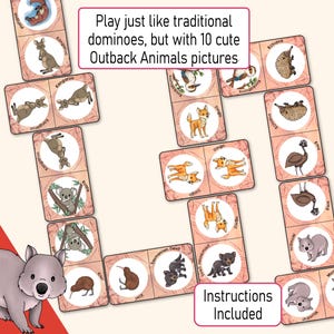 Australian Animal Dominoes, a Printable Kids Matching Game With Aussie ...