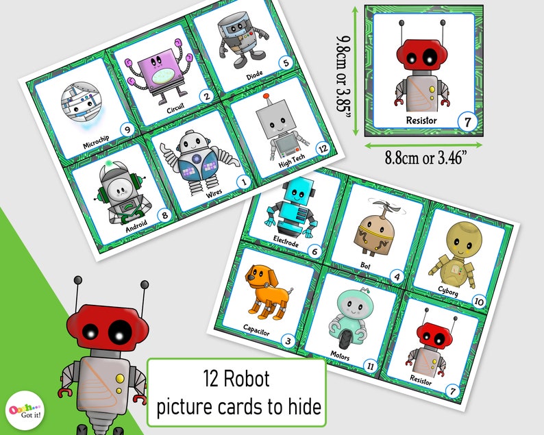 Robot Scavenger Hunt, a Printable Picture Matching Game, for a Boys ...