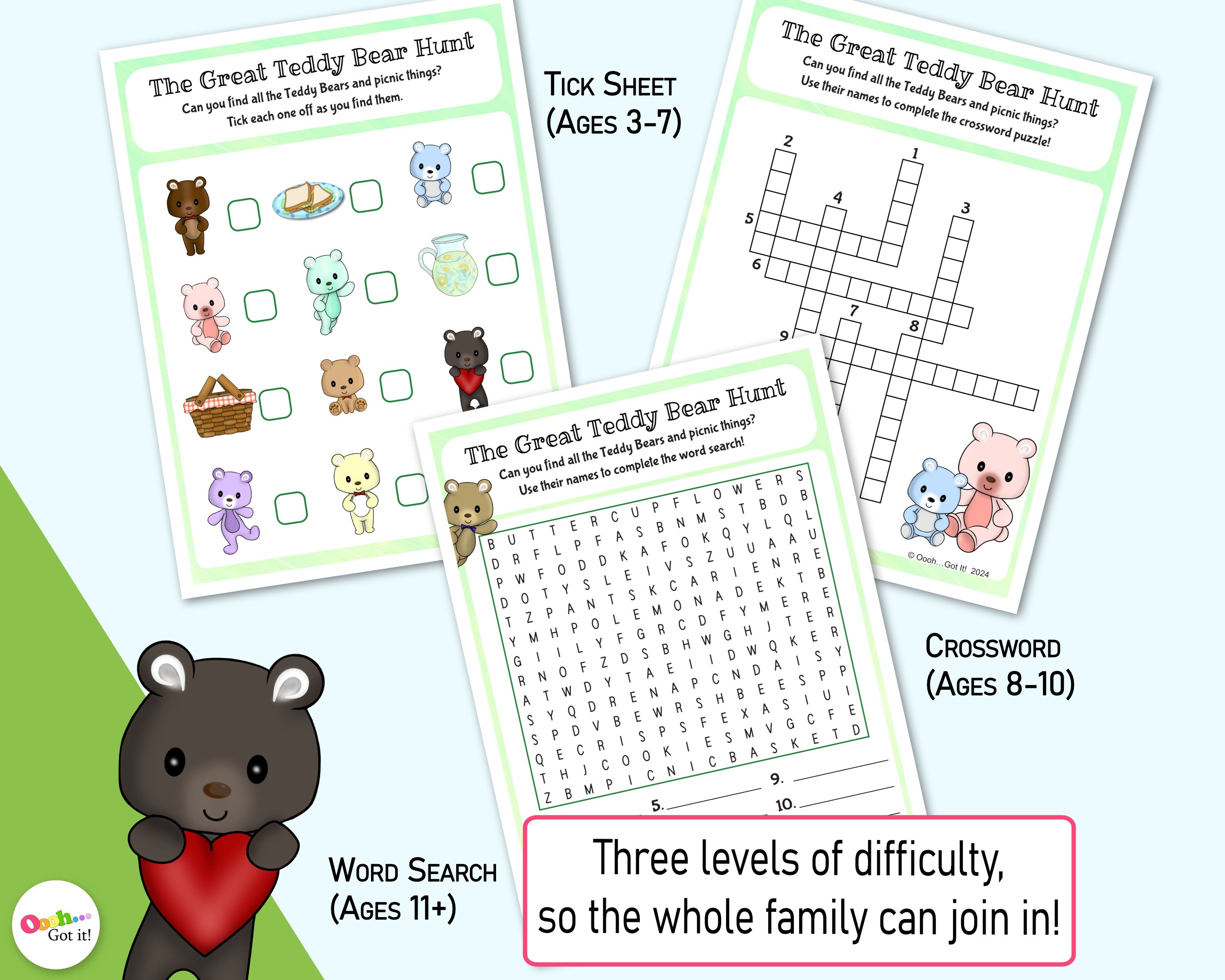 Teddy Bears Picnic Scavenger Hunt, a Printable Picture Matching Family ...