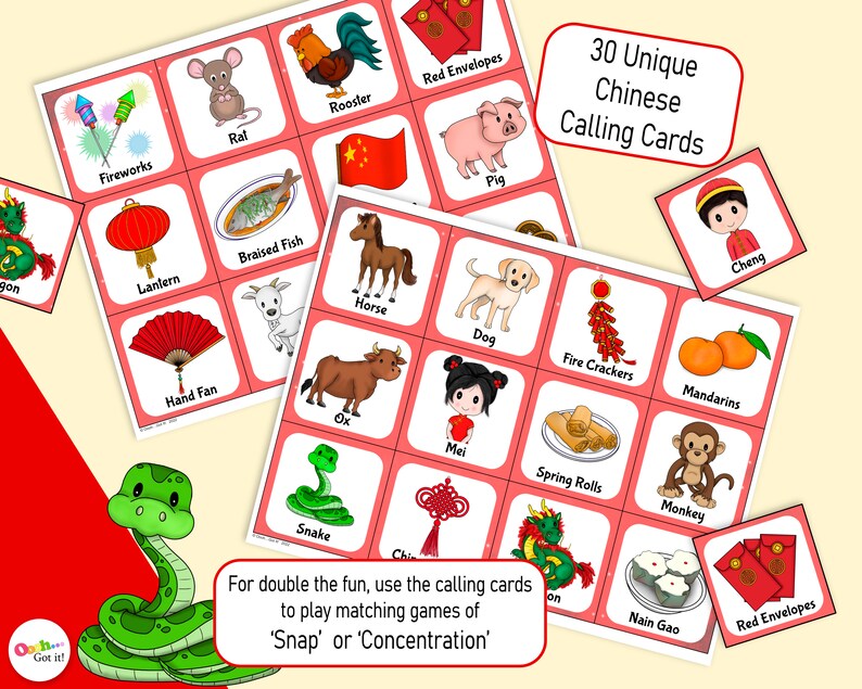 Chinese New Year Bingo Cards, a Printable Lunar New Year Party Game for ...