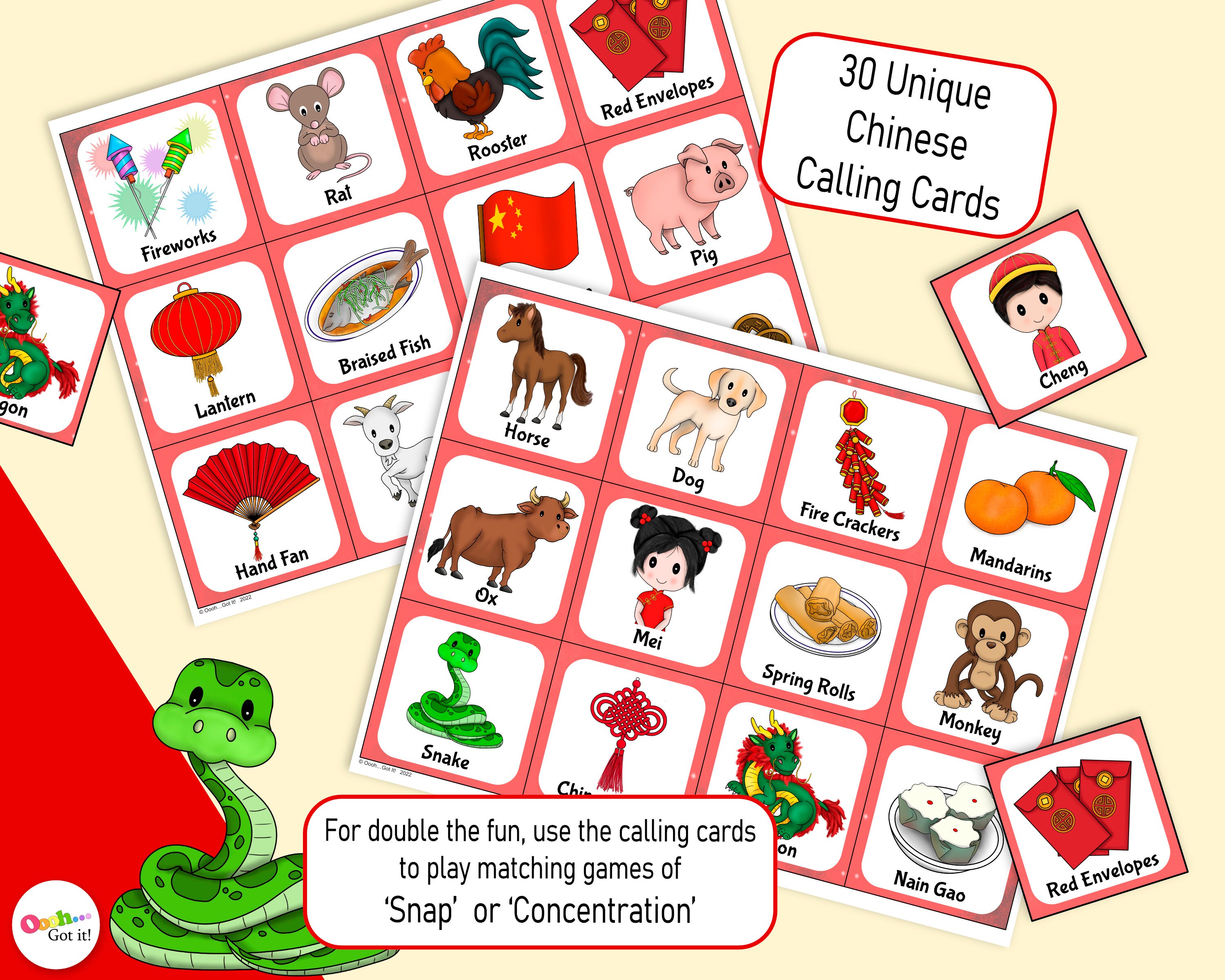 Chinese New Year Bingo Cards, a Printable Lunar New Year Party Game for ...