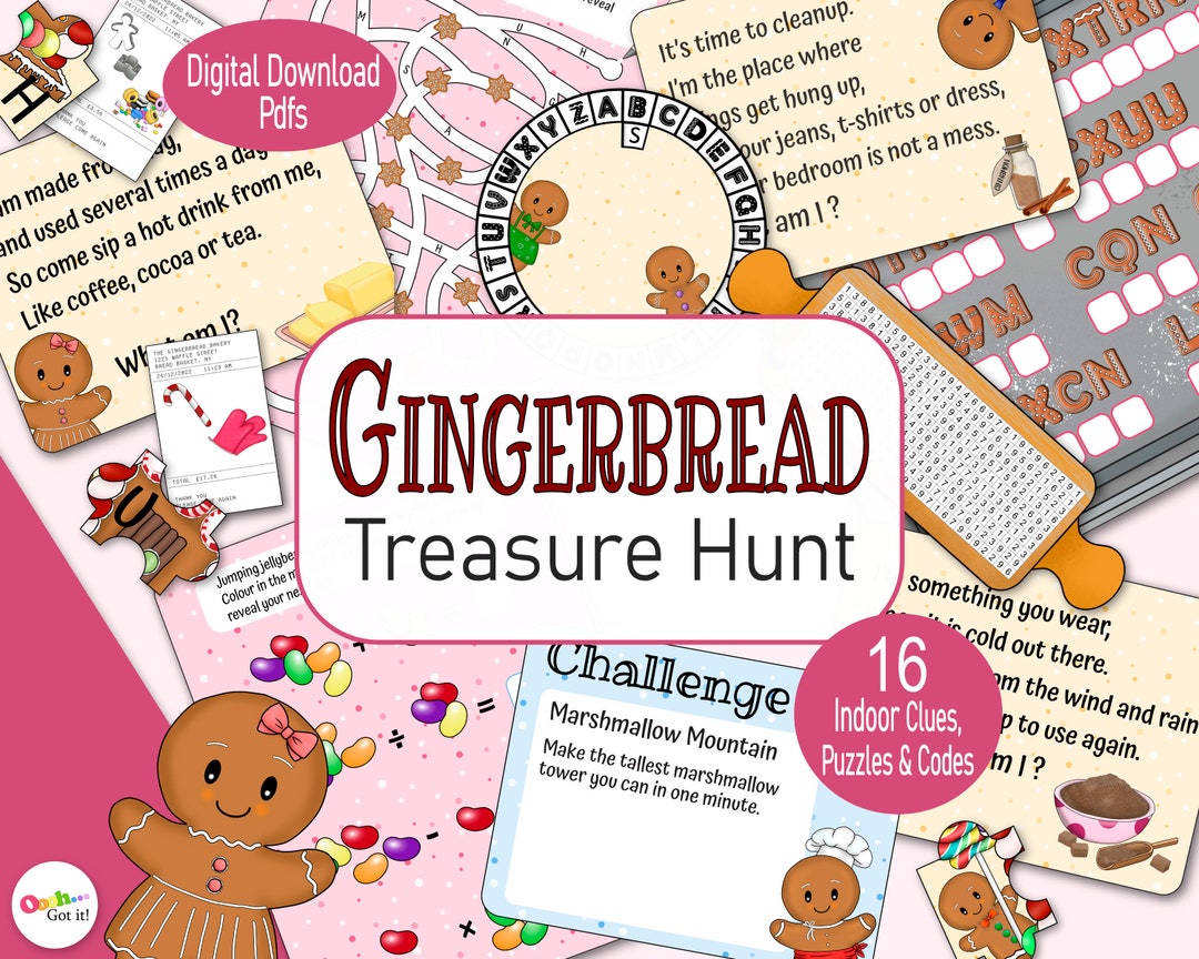 Gingerbread Man Treasure Hunt, a Cute Printable Kids Festive Baking ...