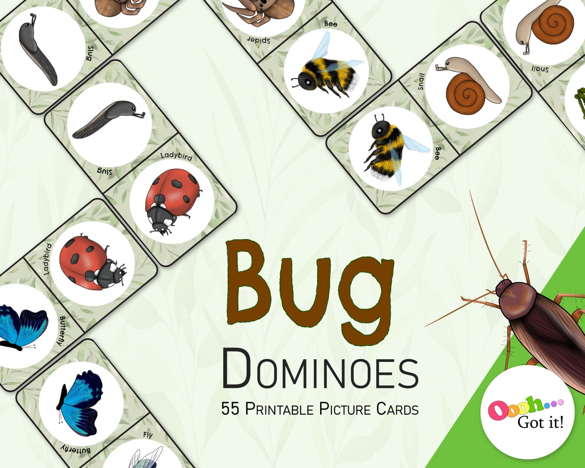 Bug Dominoes a Printable Creepy Crawly Party Game a Insect - Etsy