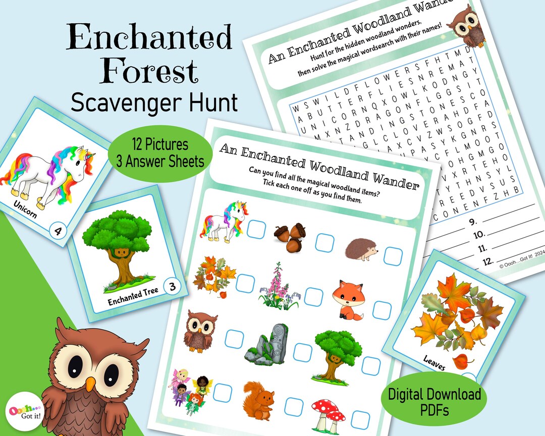 Enchanted Forest Scavenger Hunt - A Magical Printable Picture Matching ...