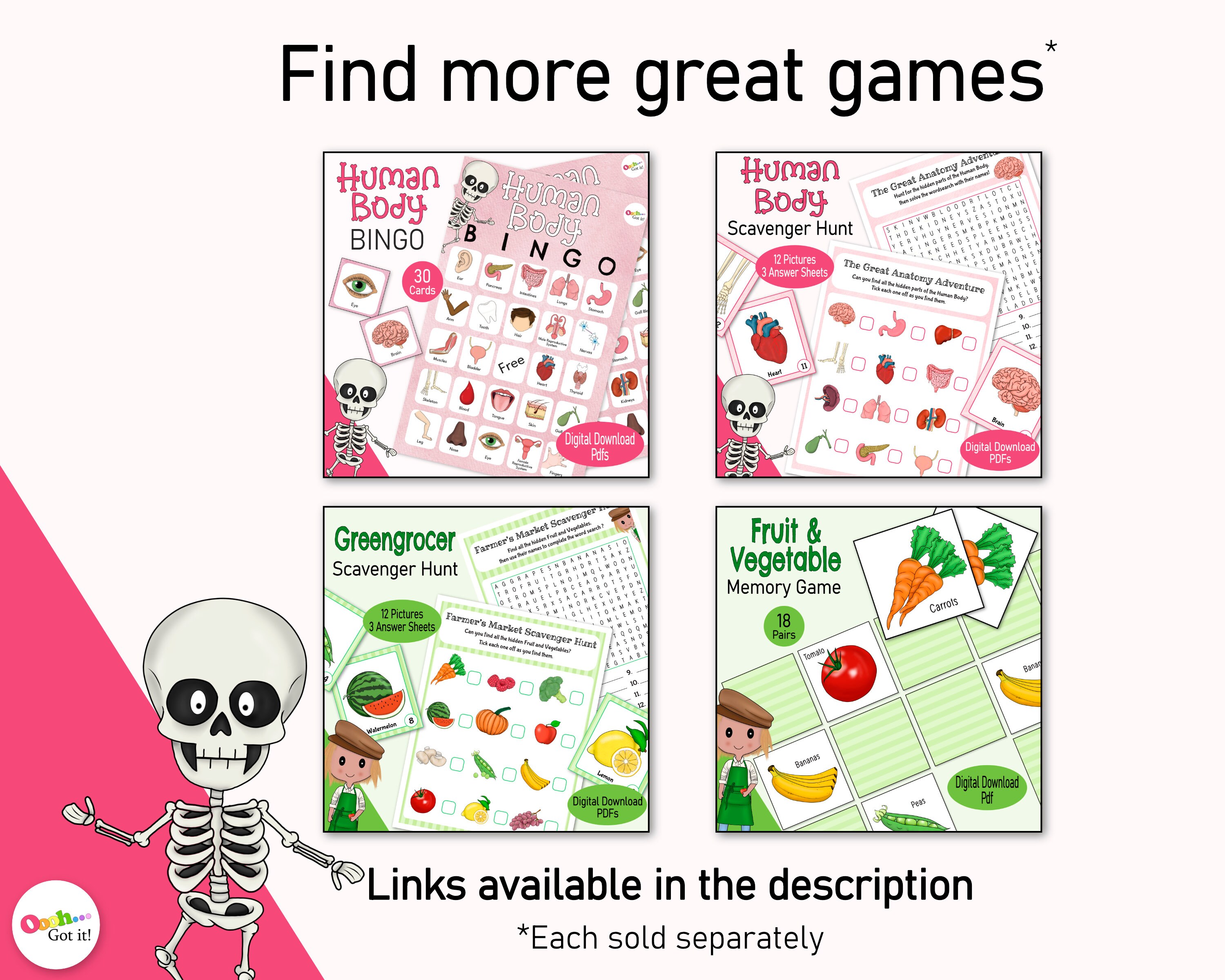 Human Body Memory Cards, a Printable Anatomy Game for Kids, a Preschool ...