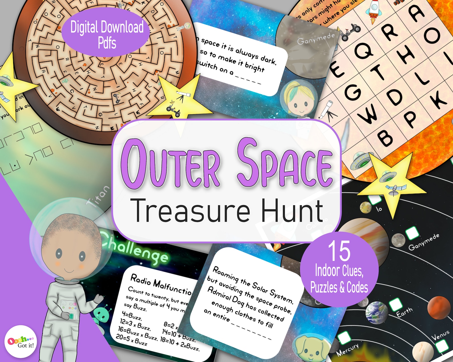 Space Treasure Hunt, a Indoor Printable Family Adventure, Alien Escape ...