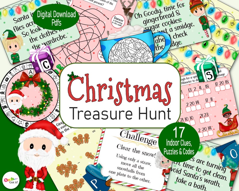 Christmas Treasure Hunt, Printable Indoor Scavenger Hunt, a Family ...