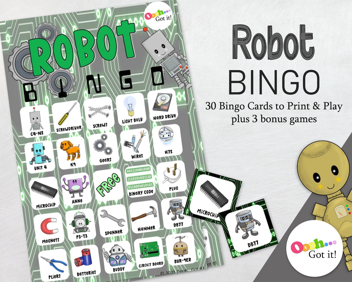 Robot Bingo Cards a Printable Boys Birthday Party Game a - Etsy UK