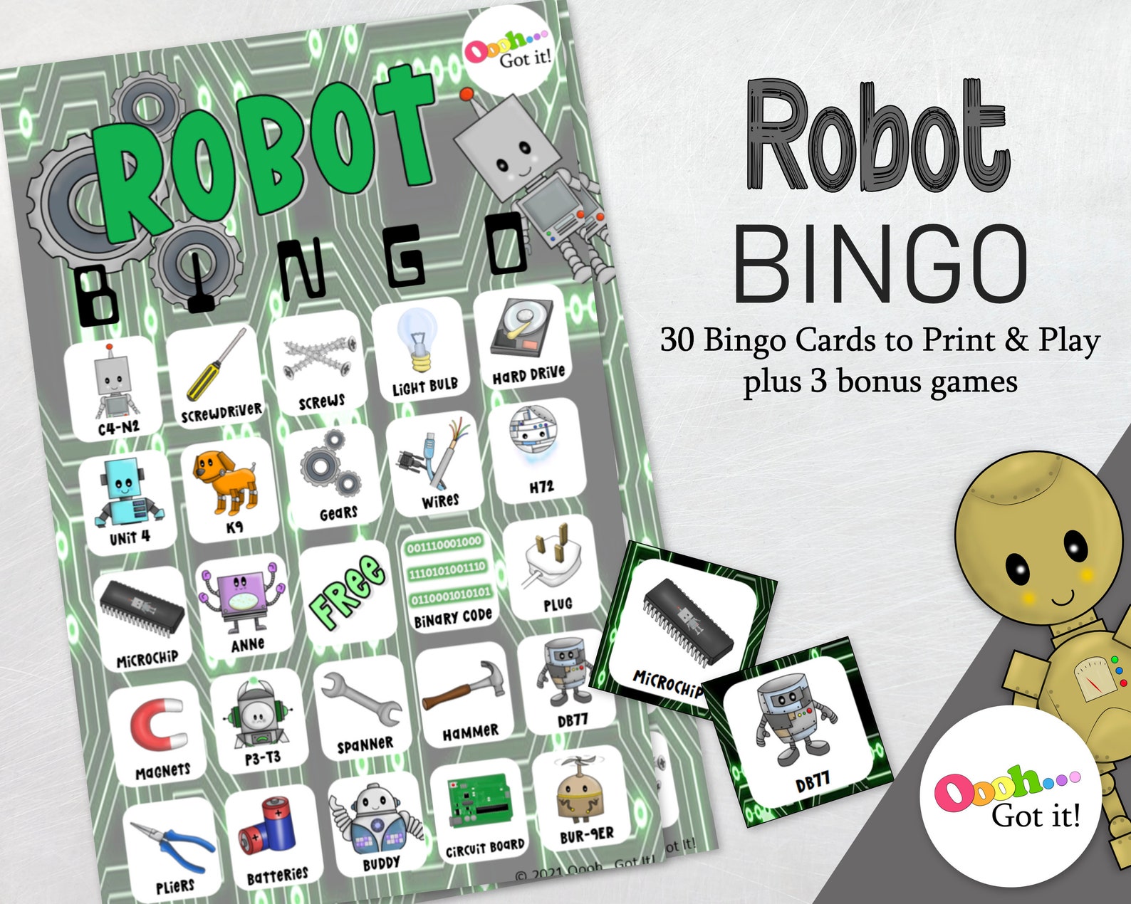 Robot Bingo Cards a Printable Boys Birthday Party Game a - Etsy UK
