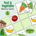 Fruit & Vegetable Memory Game, a Greengrocer, Farmers Market, Healthy ...