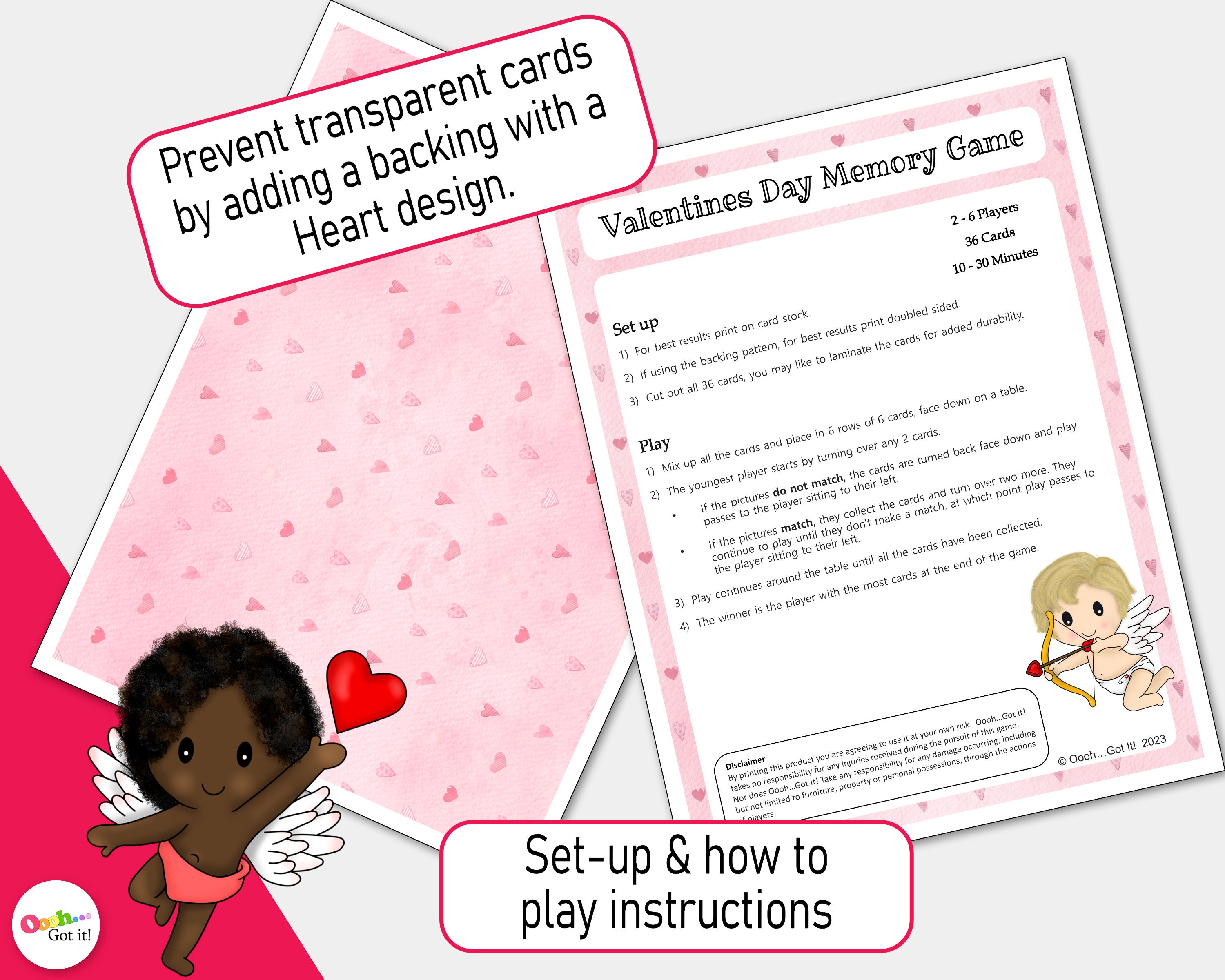 Valentine's Day Memory Game, a Printable Picture Matching Game for ...