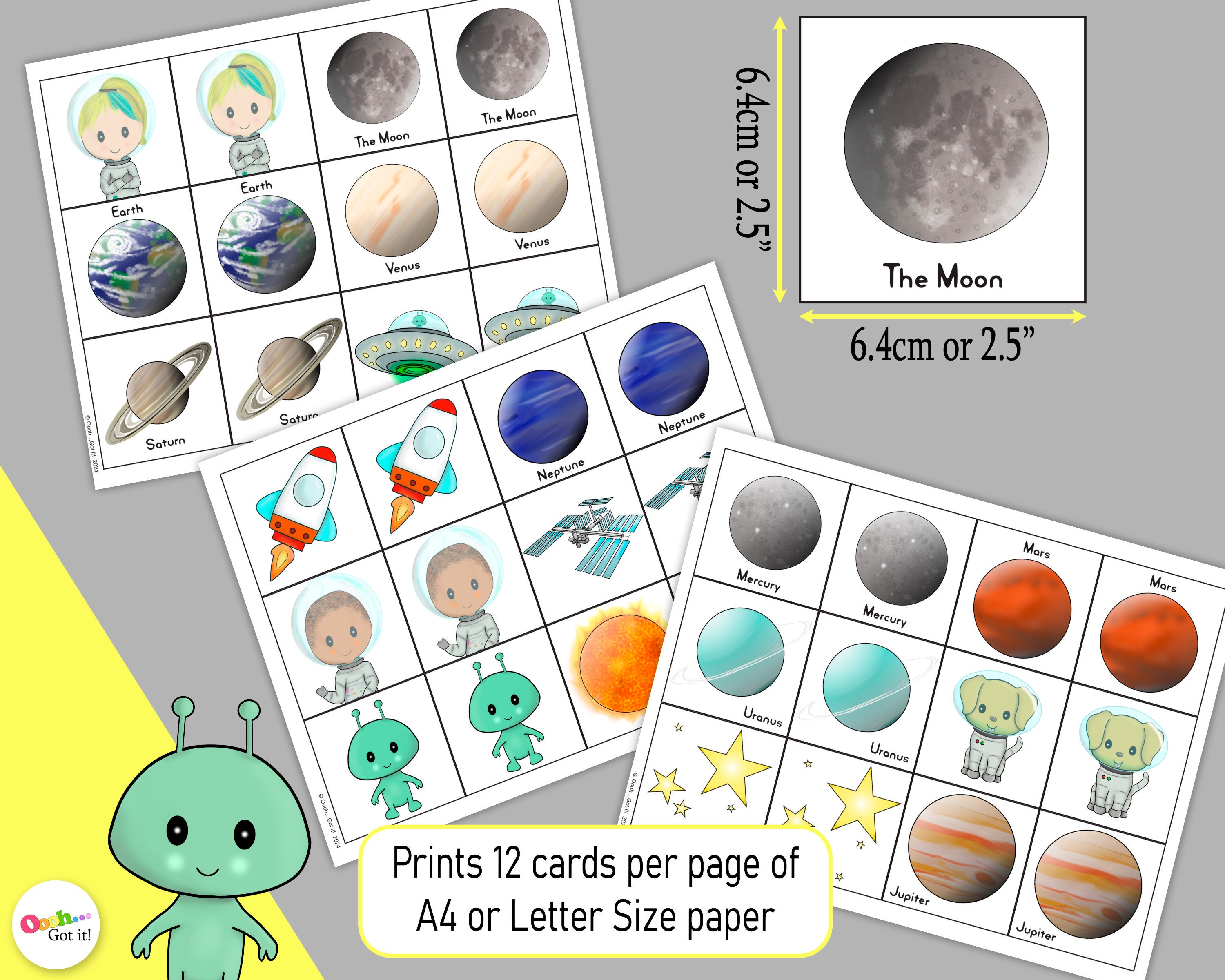 Space Memory Card Game, a Printable Picture Matching Solar System ...