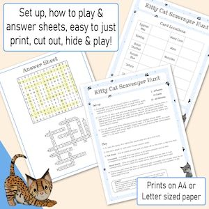 Kitty Cat Picture Scavenger Hunt, a Printable Hide & Seek Game for Kids ...