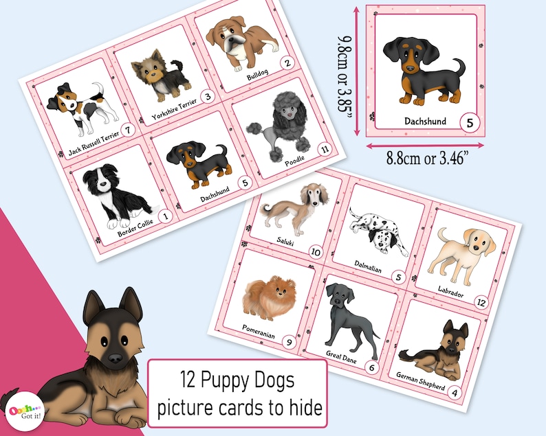 Dog Scavenger Hunt, a Printable Puppy Picture Matching Game, Hide ...