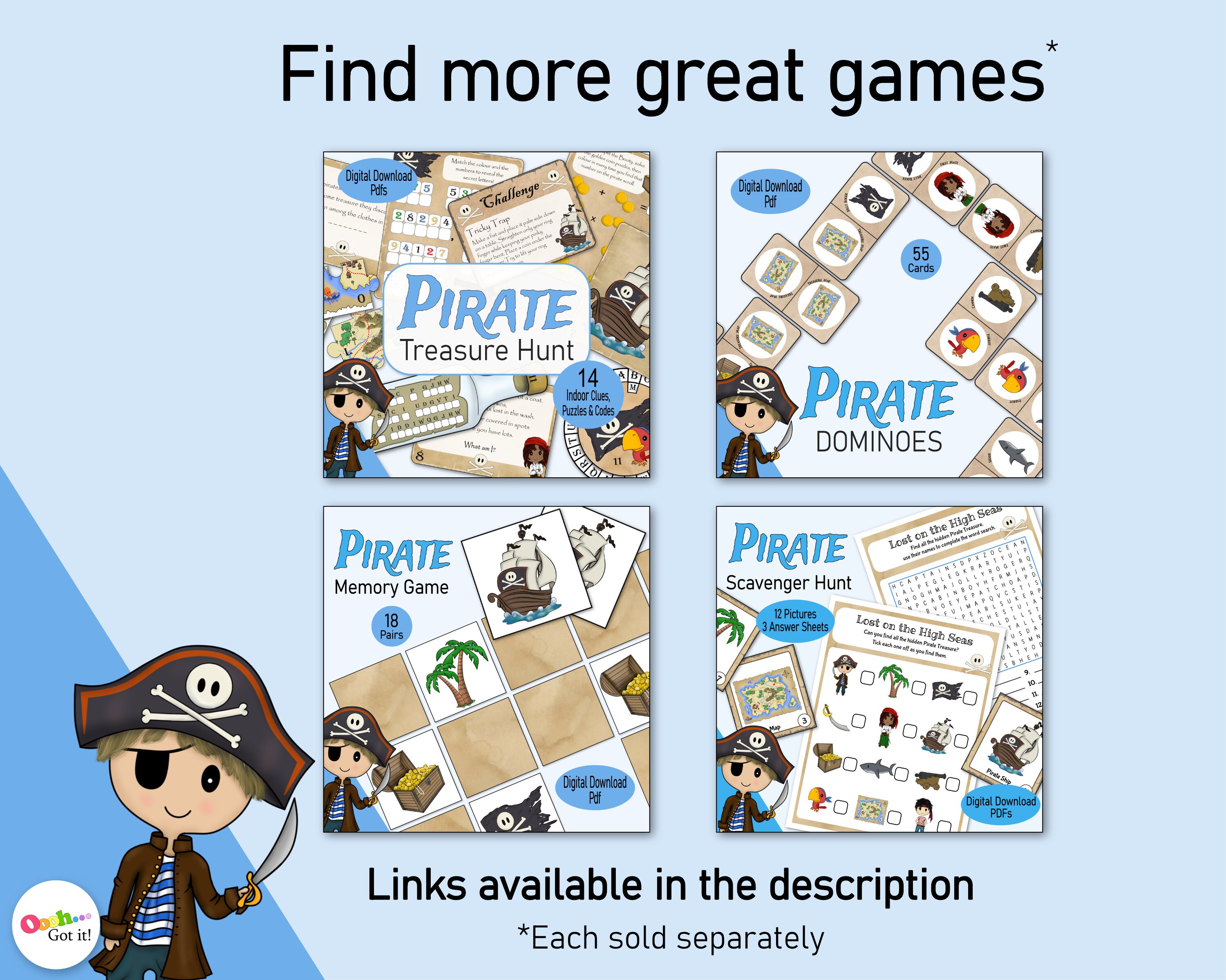 Pirate Bingo Game, a Printable Kids Activity, for a Pirate Birthday ...