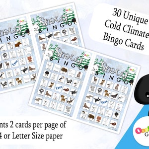 Winter Animals Bingo a Printable Snowy Day Frosty Kids - Etsy