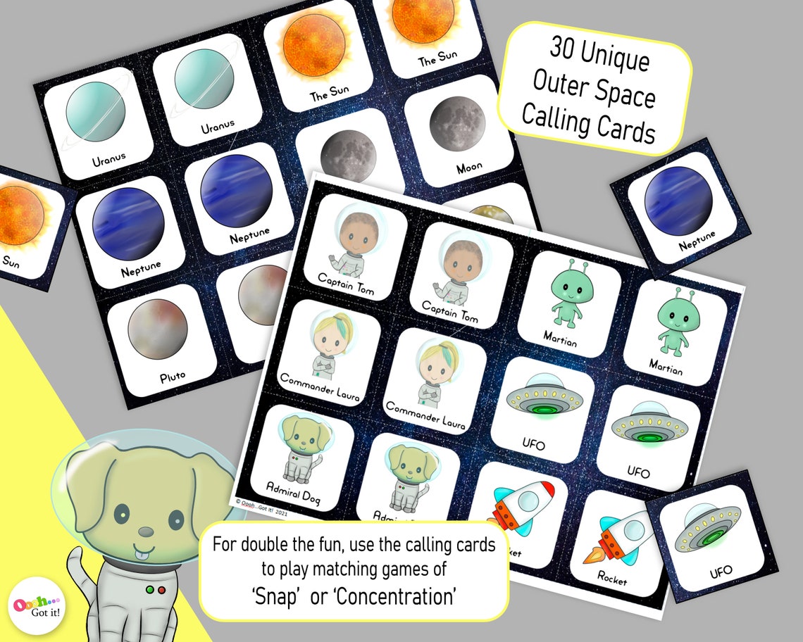 Space Bingo Cards a Printable Alien Party Game or Kids Solar - Etsy UK
