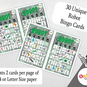 Robot Bingo Cards a Printable Boys Birthday Party Game a - Etsy UK