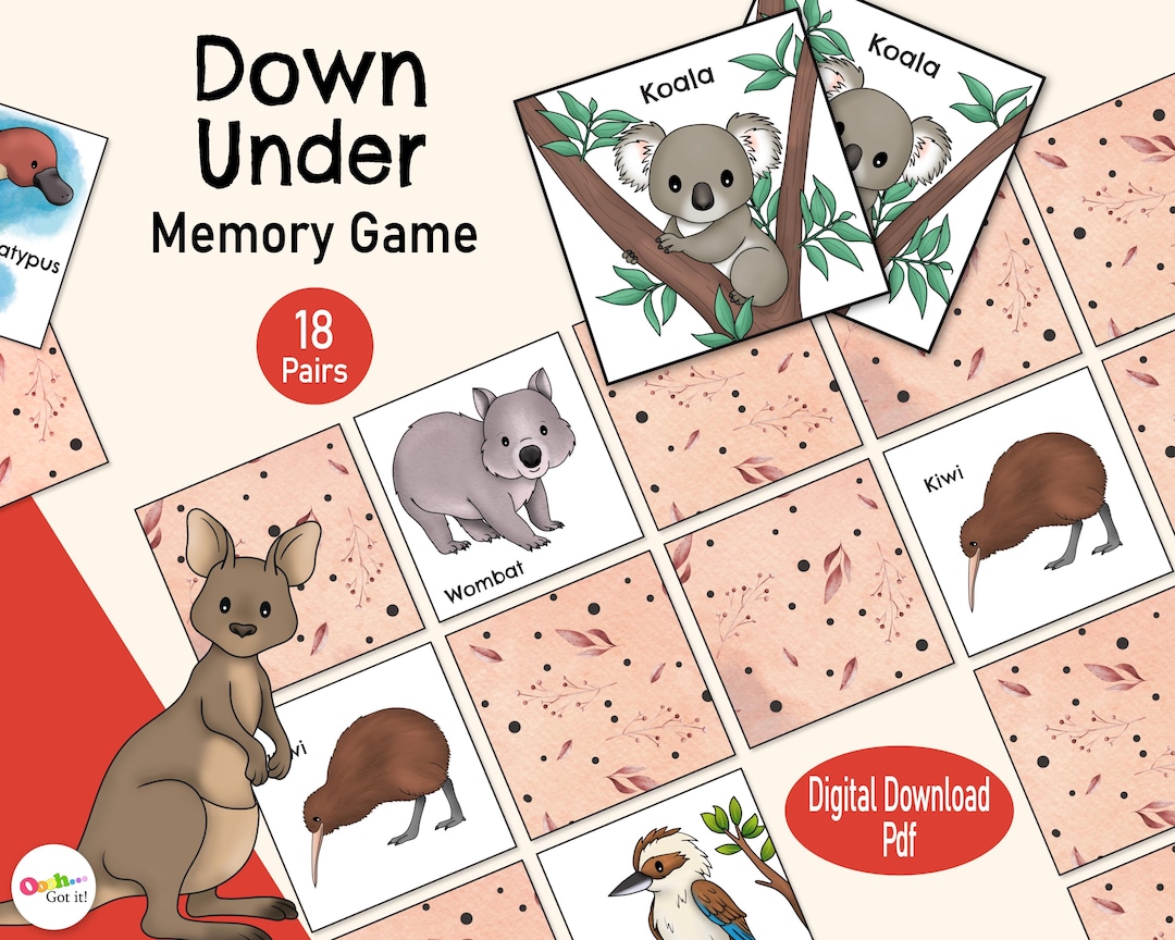 Australian Animal Memory Cards, a Printable Aussie & New Zealand ...