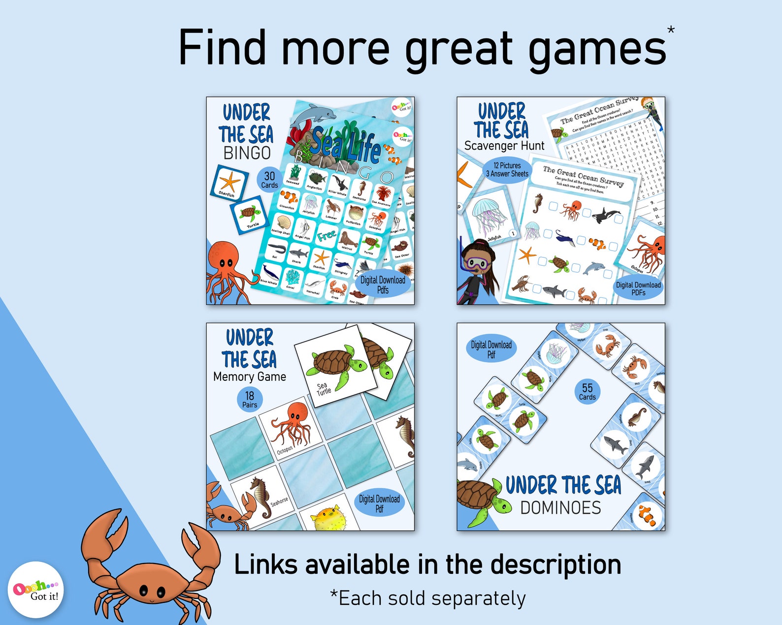 Under the Sea Treasure Hunt, a Printable, Indoor, Scavenger Hunt, a ...