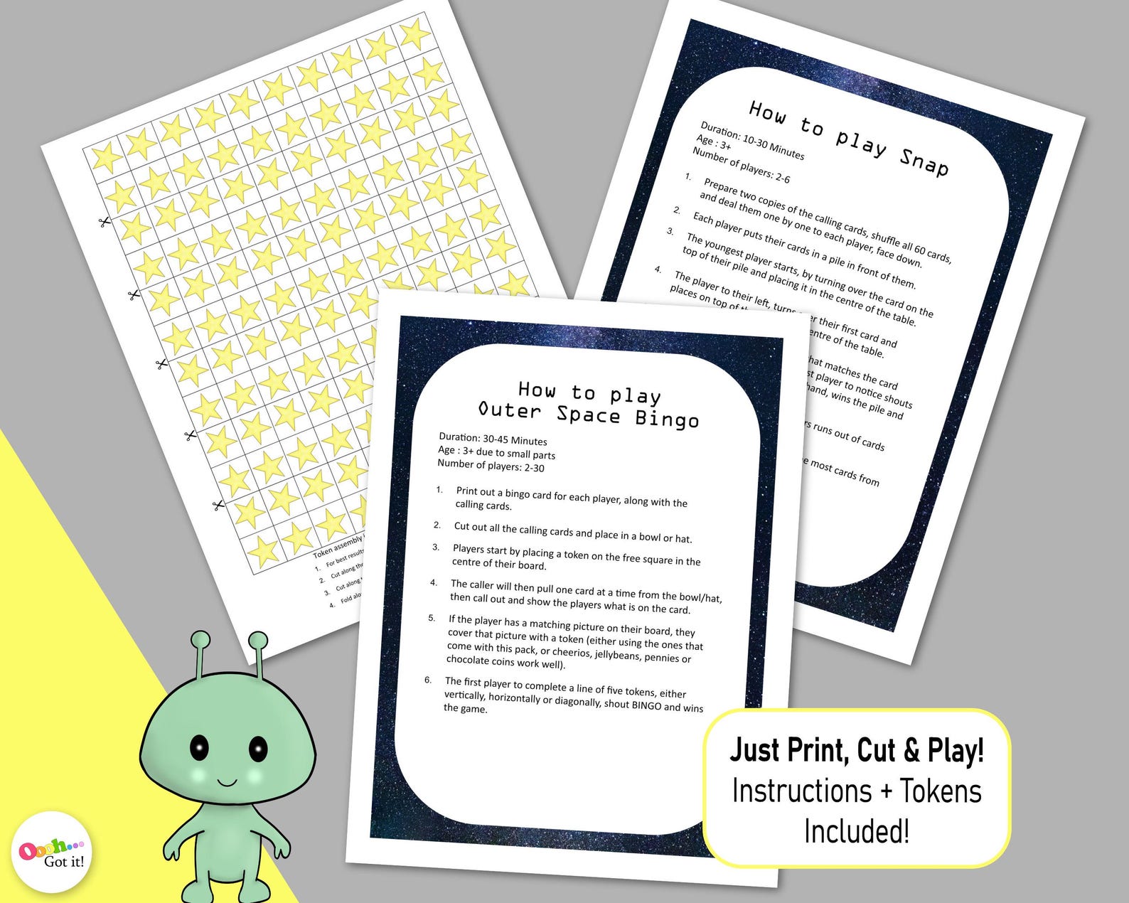 Space Bingo Cards, a Printable Alien Party Game, or Kids Solar System ...