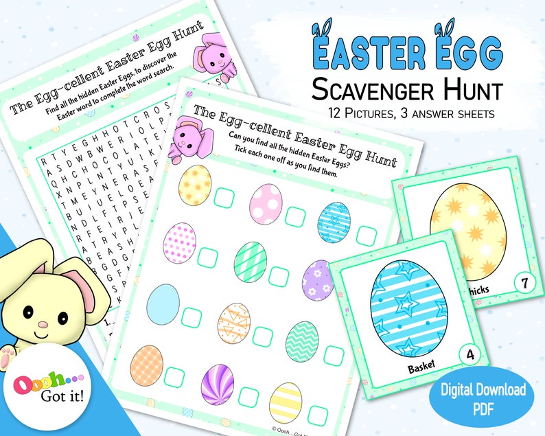Easter Egg Scavenger Hunt Printable Spring Picture Matching - Etsy