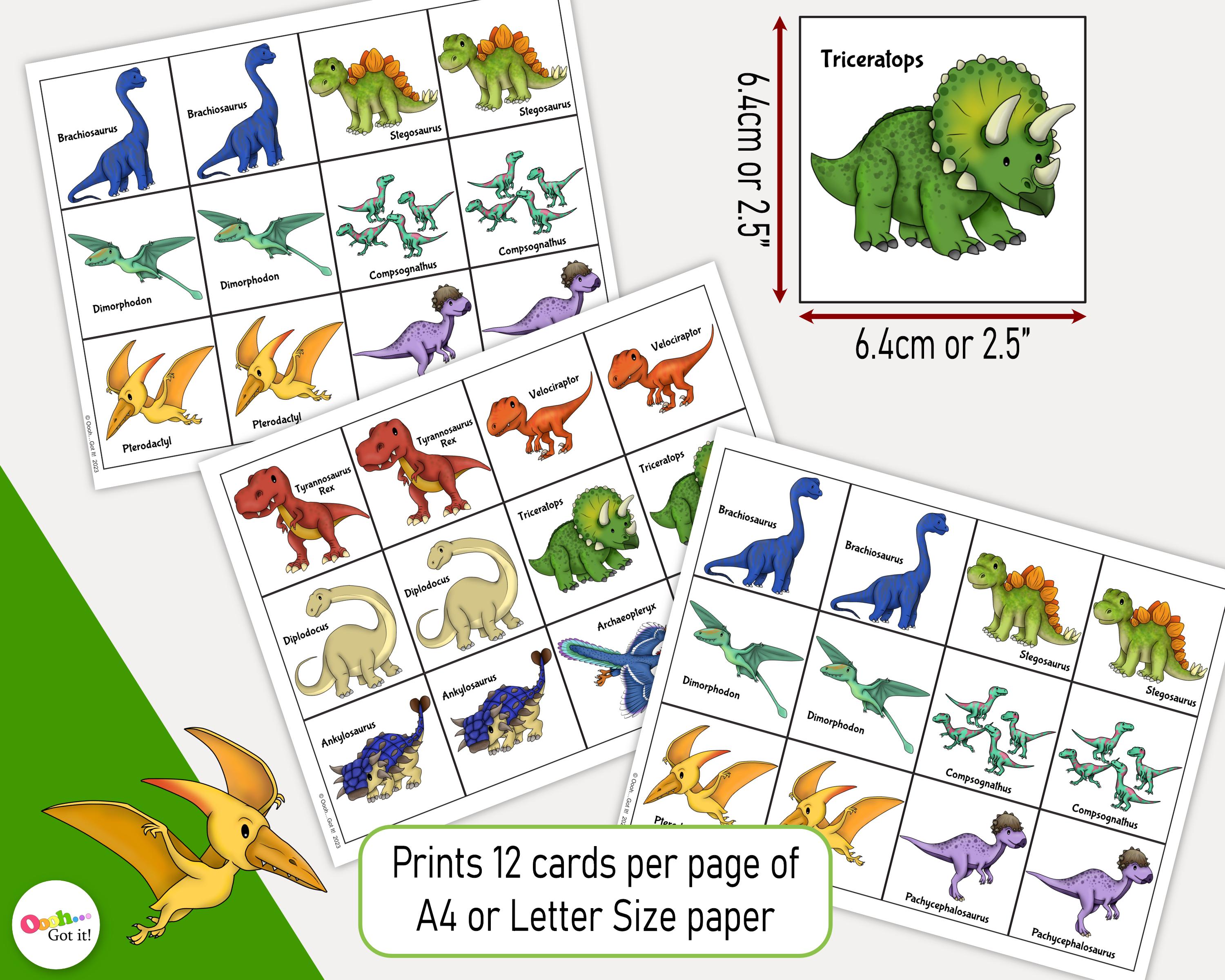 Dinosaur Memory Card Game, a Printable Jurassic Picture Matching Game ...