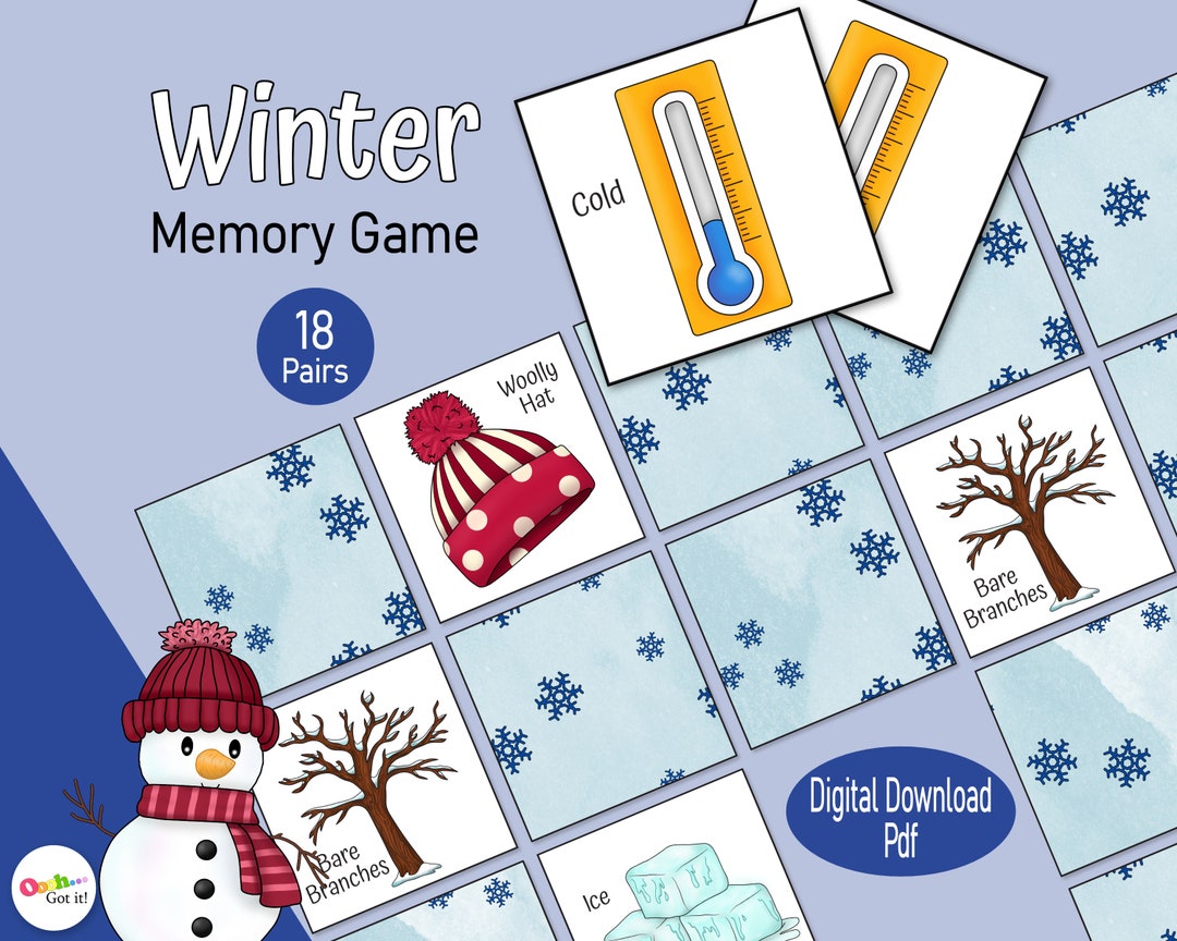 Winter Wonderland Memory Card Game: A Printable Picture Matching ...