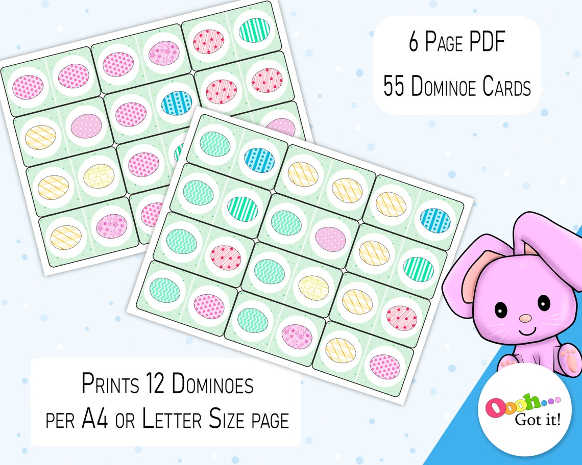 Easter Egg Matching Game Printable Picture Dominoes a Easy - Etsy