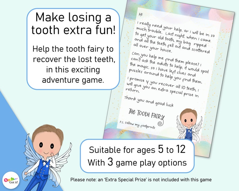 Tooth Fairy Treasure Hunt, a Printable Indoor, Lost Baby Teeth ...