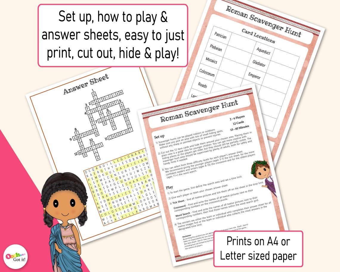 Ancient Rome Scavenger Hunt, a Printable History Game, for a Roman ...