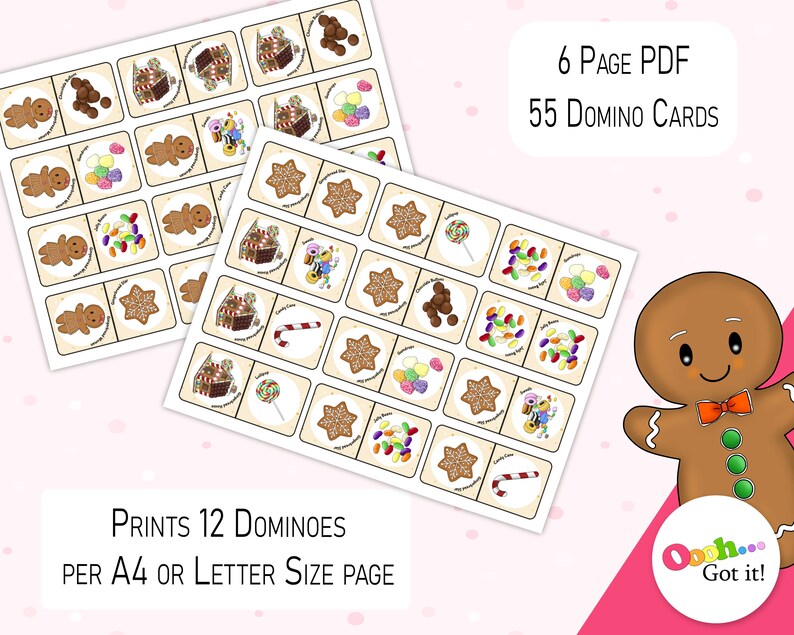 Gingerbread Dominoes a Printable Christmas Baking Game for - Etsy