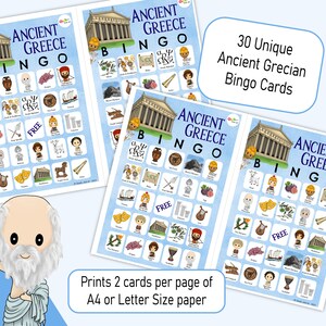 Ancient Greece Bingo, a Printable Greek Party Game, Fun Family Games ...