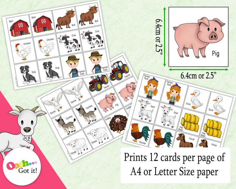 Farm Animal Memory Game a Printable Picture Matching Card - Etsy