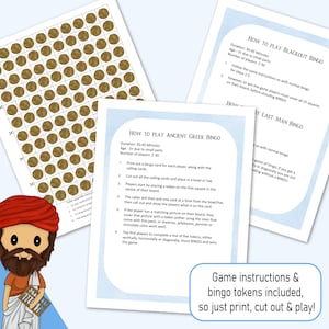 Ancient Greece Bingo, a Printable Greek Party Game, Fun Family Games ...