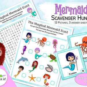 Mermaid Scavenger Hunt a Cute Printable Under the Sea Picture - Etsy UK