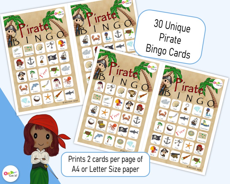 Pirate Bingo Game a Printable Kids Activity for a Pirate - Etsy UK