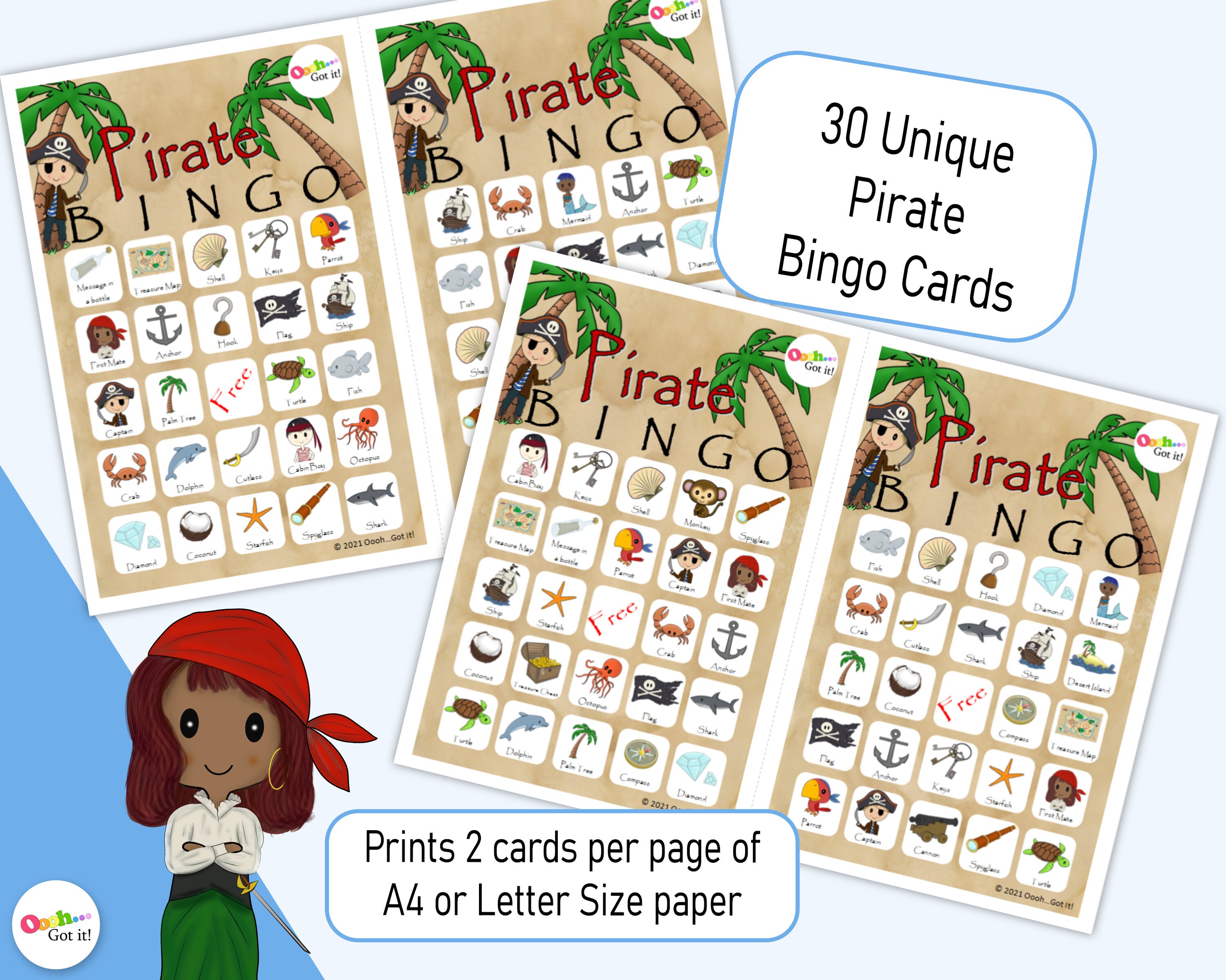 Pirate Bingo Game a Printable Kids Activity for a Pirate - Etsy UK